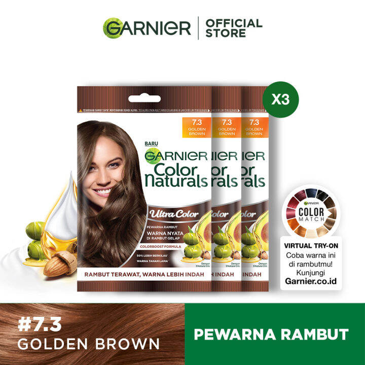 (PAKET HEMAT ISI 3) Garnier Color Naturals Ultra Color #7.3 Golden ...
