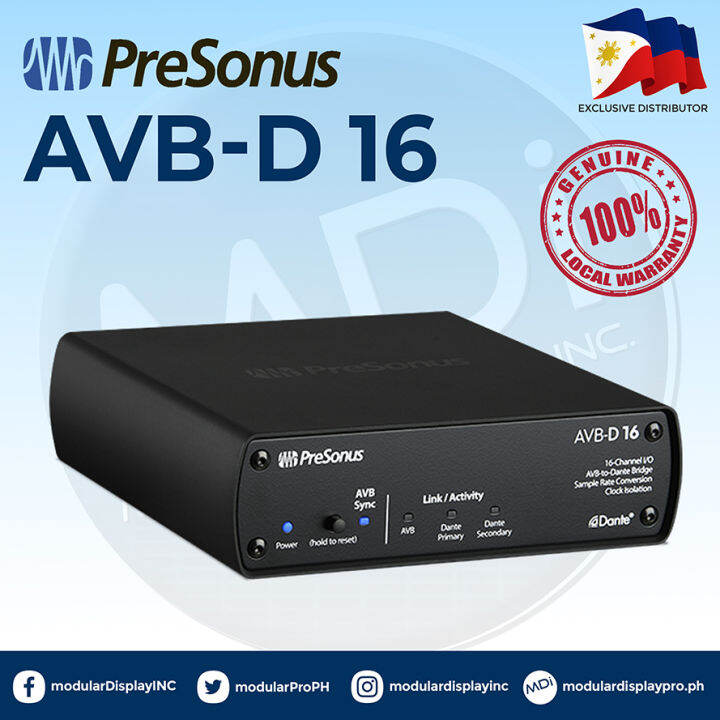 PreSonus AVB-D16 16-ch I/O AVB to Dante Bridge 16-channel AVB to Dante ...