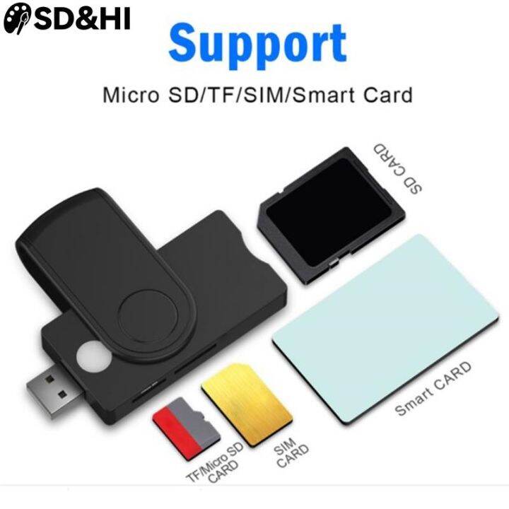 Smart External Card Reader USB 2.0 SIM Card TF Smart Memory Card Reader Adapter Flash Drive ...