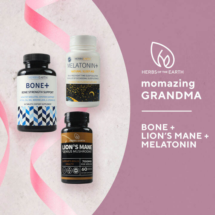 MOMAZING GRANDMA: BONE STRENGTH 1000mg 90 tablets + LIONS MANE 60 ...
