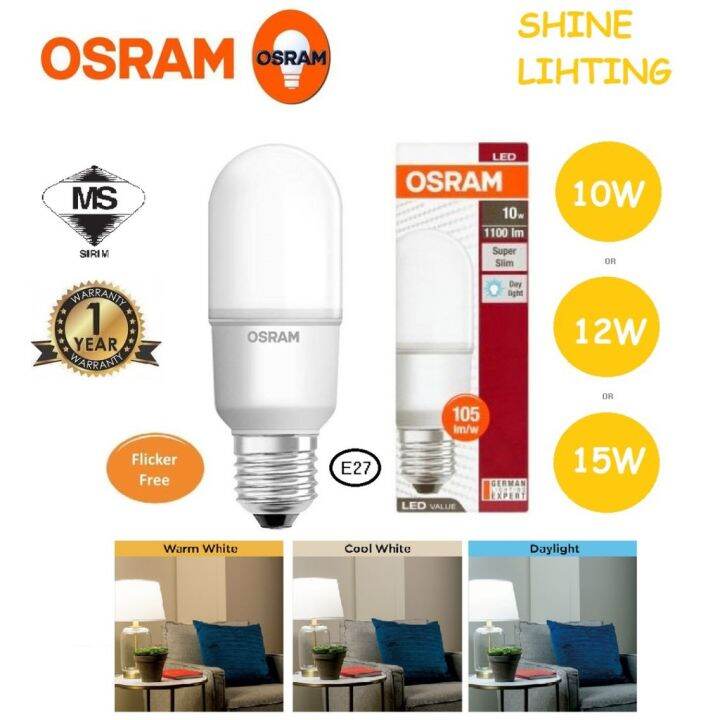 OSRAM LEDVANCE LED STICK BULB E27 - 10W/12W/15W | Lazada