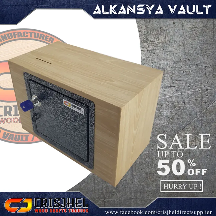 RECTANGULAR-CREAM WOOD Alkansya Vault Affordable Sulit Safety Box BILI ...