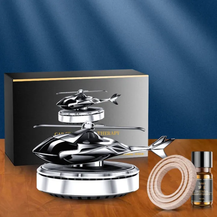 Car Air Freshener Rotating Helicopter Aeroplane Perfume Solar Power ...