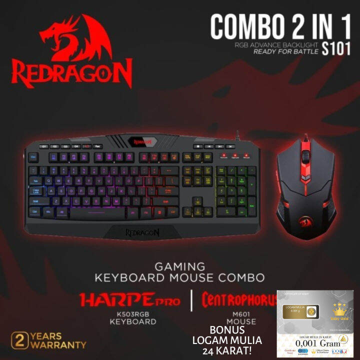 Redragon Gaming Keyboard Mouse 2 in 1 Combo RGB - S101-1 | Lazada Indonesia