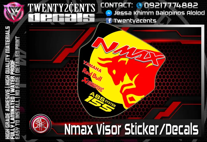 Nmax Visor Sticker Decals Yamaha V1 Red bull | Lazada PH