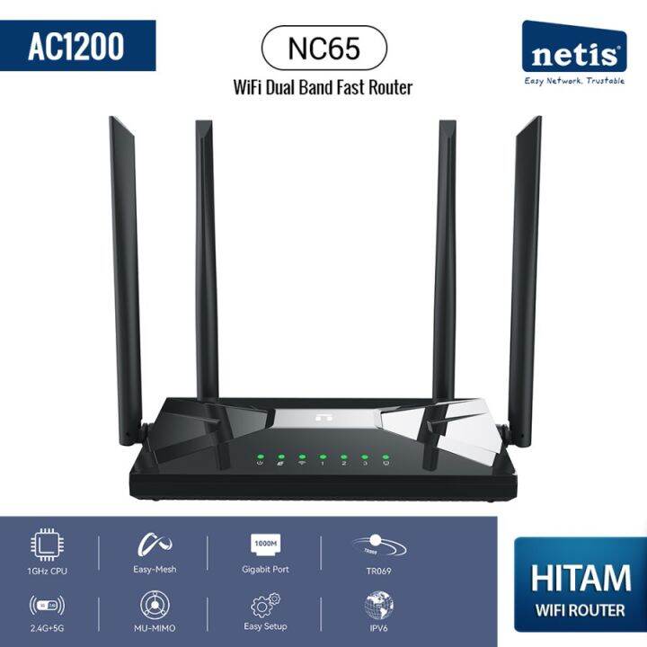 NETIS NC65 AC1200 Wireless Dual Band Gigabit Router | Lazada Indonesia