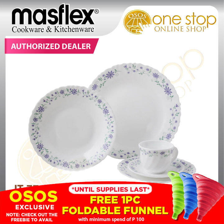 Masflex Original 10 Piece Opal Dinnerware Plates Set-Lavender Microwave ...