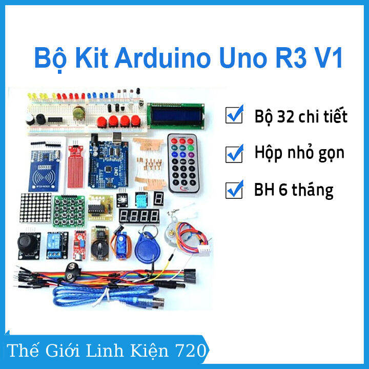 Combo bộ kit học tập Arduino Uno R3 V1 32 chi tiết linh kiện điện tử cơ ...