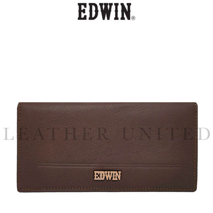 𝗘𝗗𝗪𝗜𝗡 𝗖𝗢𝗟𝗟𝗘𝗖𝗧𝗜𝗢𝗡 Genuine Top Grain Leather Unisex Copper Logo Long ...