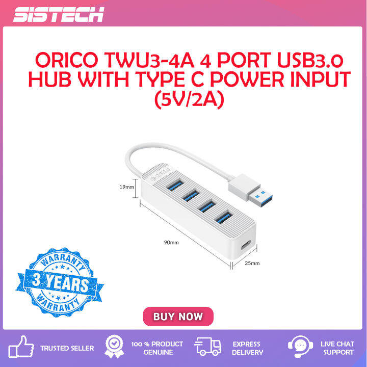 Orico Twu3 4a 4 Port Usb 3 0 Hub With Type C Lazada