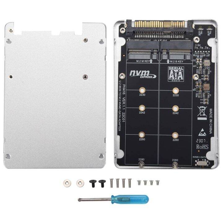M.2 SSD to U.2 Adapter 2in1 M.2 NVMe and SATA-Bus NGFF SSD to PCI-E U.2 ...