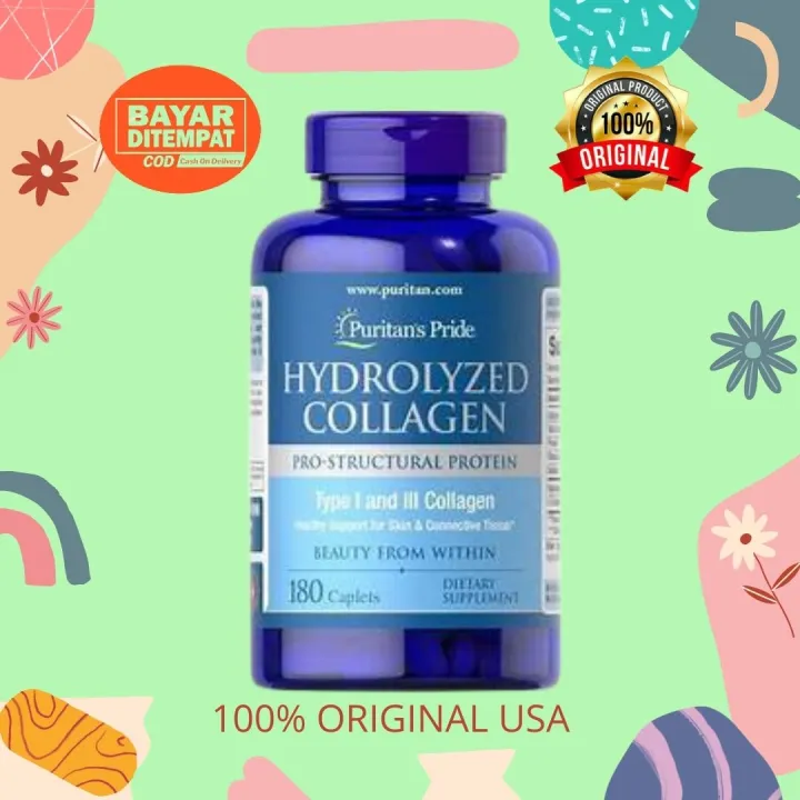 Puritans Pride Hydrolyzed Collagen - 180 Caplets | Lazada Indonesia
