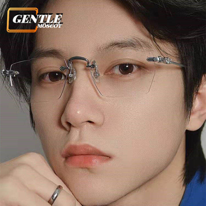 (GENTLE MOSCOT) Fashion Metal Frameless Lazy Reading Glasses Protective ...