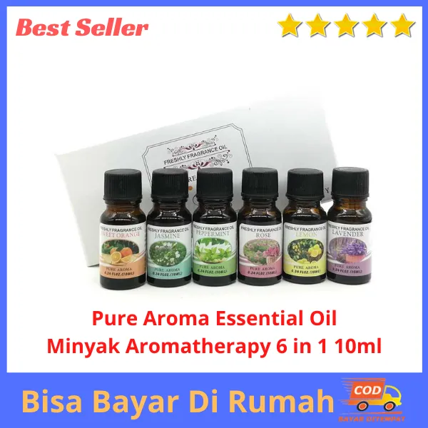 Pure Aroma Essential Oil Minyak Aromatherapy 6 in 1 10ml / Isi 6 botol ...