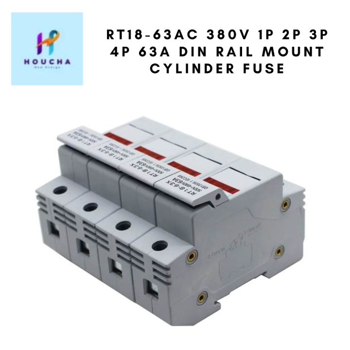 RT18-63AC 380V 1P 2P 3P 4P 63A DIN Rail mount cylinder fuse | Lazada PH