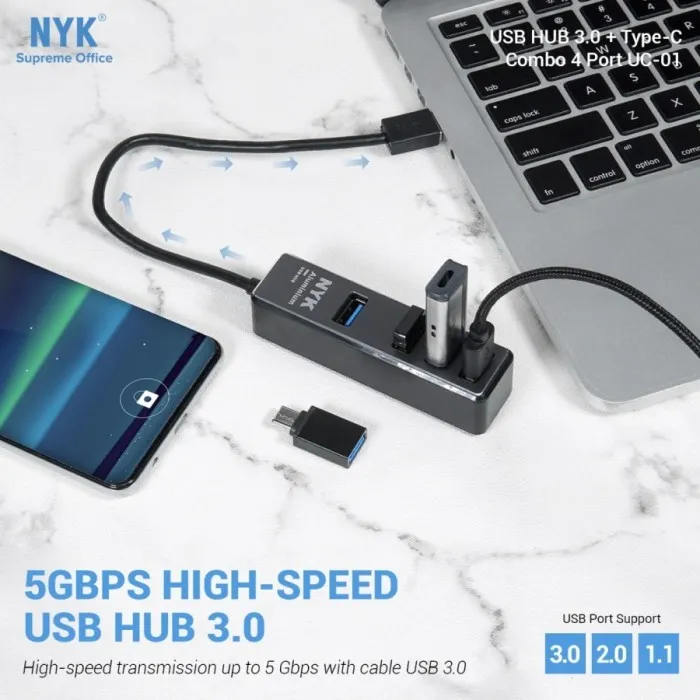 Usb Hub 3 0 Usb Hub Type C Combo 4 Port Uc 01 Nyk Lazada Indonesia