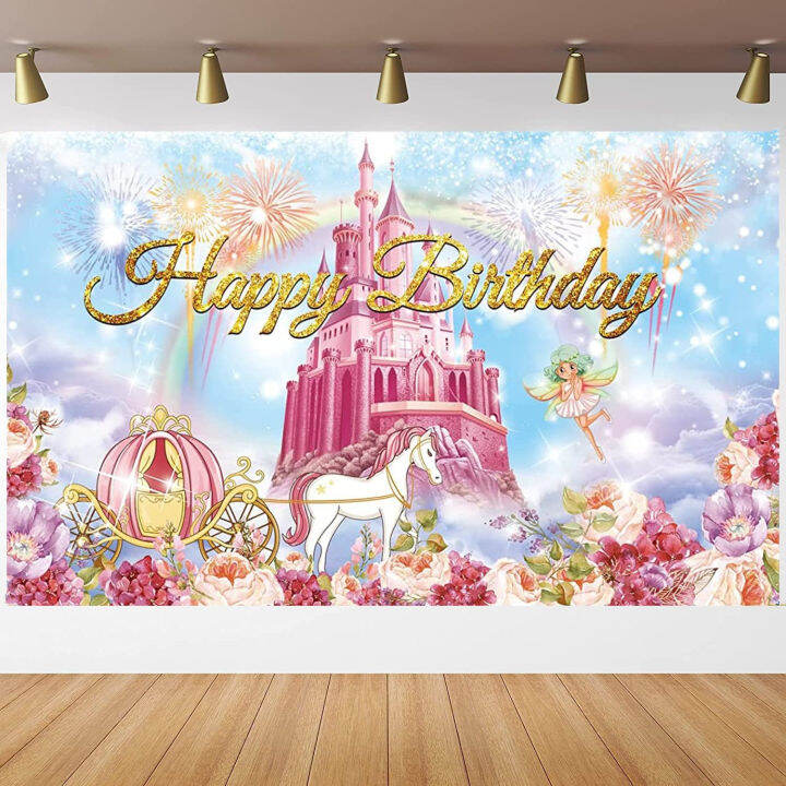 5x3ft Princess Birthday Photography Backdrop Royal Castle Carriage ...