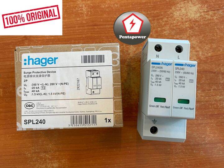 HAGER SPL240 SPD 2P 40KA T2 TNS/TT SURGE ARRESTER PROTECTOR | Lazada