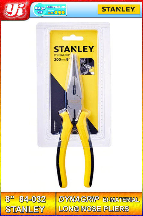 STANLEY 8'' DYNAGRIP BI-MATERIAL LONG NOSE PLIERS (84-032) | Lazada