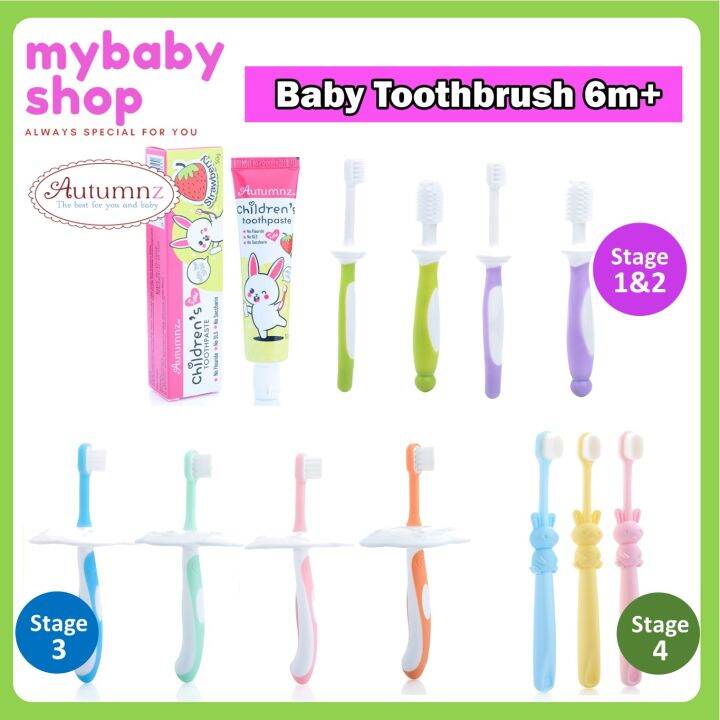 Autumnz Toothpaste Soft Cotton Toothbrush Training Baby Kids Gentle ...