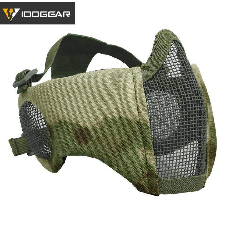 IDOGEAR Tactical Mask Mesh Half Face Mask with Ear Protection Paintball ...