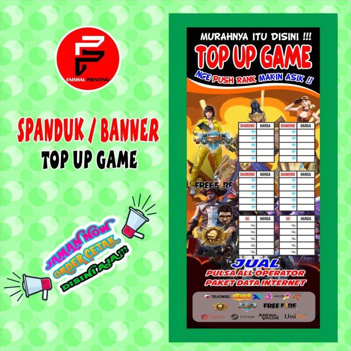 Banner Spanduk Top Up Game Online Ukuran 0.6 x 0.6 meter | Lazada Indonesia