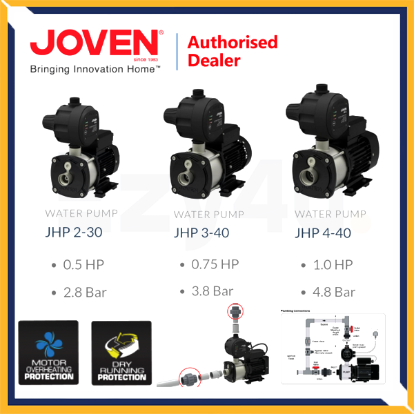 JOVEN JHP2-30 JHP3-40 JHP4-40 Automatic Domestic Water Pump (0.5HP, 0.75HP, 1.0HP) Booster Pam ...