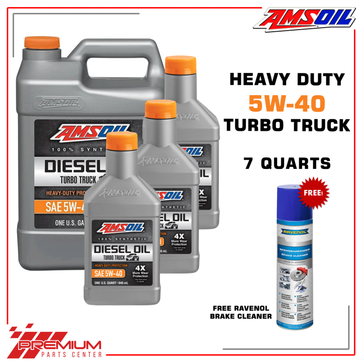 AMSOIL Heavy-Duty 100% Synthetic Diesel Engine Oil 5W-40 7 Quarts ...
