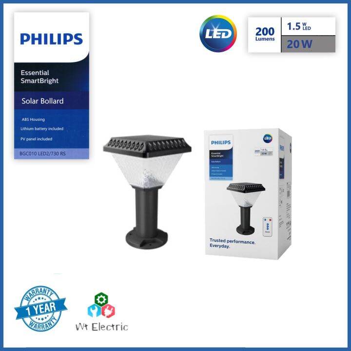 Philips Lighting SmartBright Solar Bollards โคมไฟทางเดินโซล่าเซลล์ เหลี่ยม SOLAR BGC010 LED2/730 ...