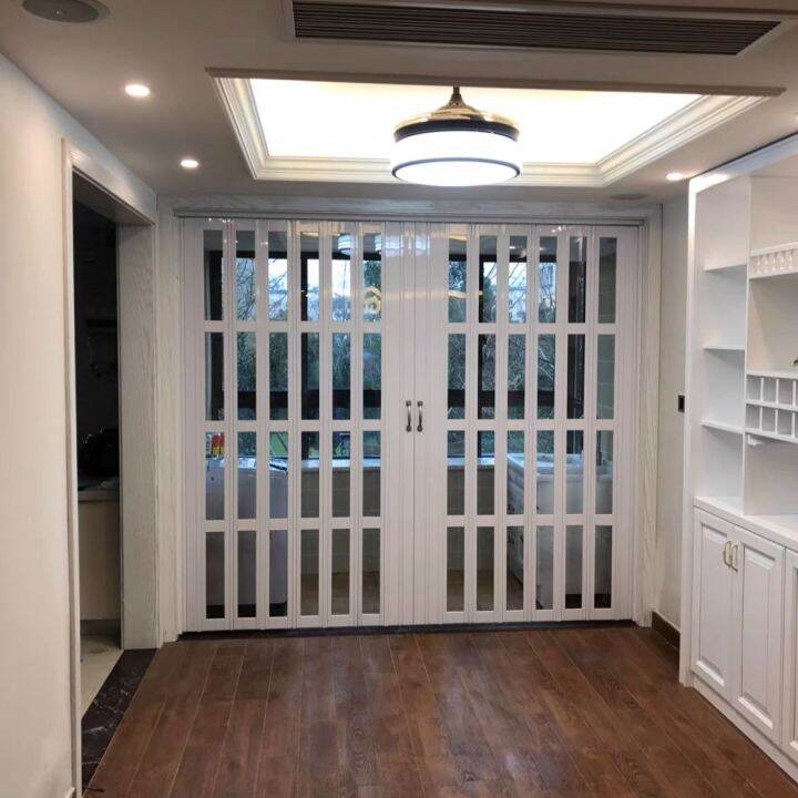 [COD]Sliding door PVC folding door indoor household partition rail door ...
