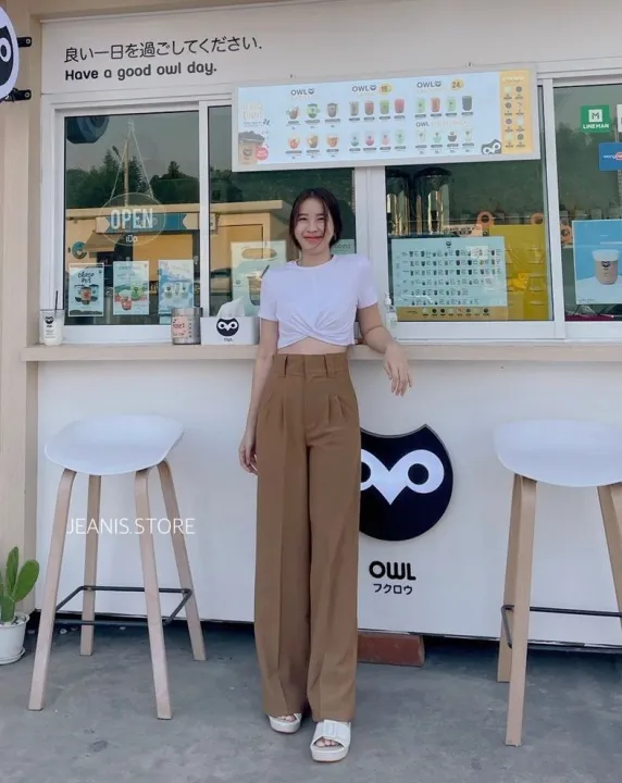 กางเกงกระบอกใหญ่ BASIC เอวหนา 2 นิ้ว เอวสูง ใส่แล้วสูง ขายาวมากก Jeanis ...