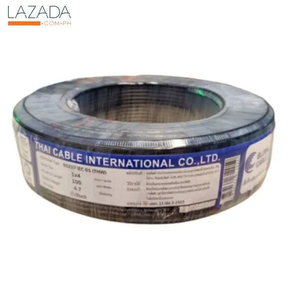 Global Cable สายไฟ THW IEC01 1x4 100เมตร สีดำ ^^คุณภาพดี ...