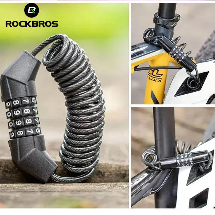ROCKBROS Lock for Bike Anti-theft Portable Cable Lock Mini Password ...