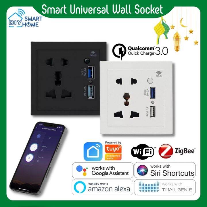 Tuya Wifi Zigbee Wall Switch Socket Outlet Universal Plug 2USB (5V 9V ...