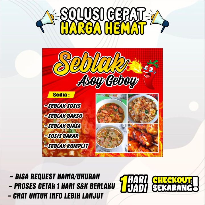 Spanduk/Banner Seblak Murah Custom Free Desain Ukuran 100 x 90 | Lazada ...
