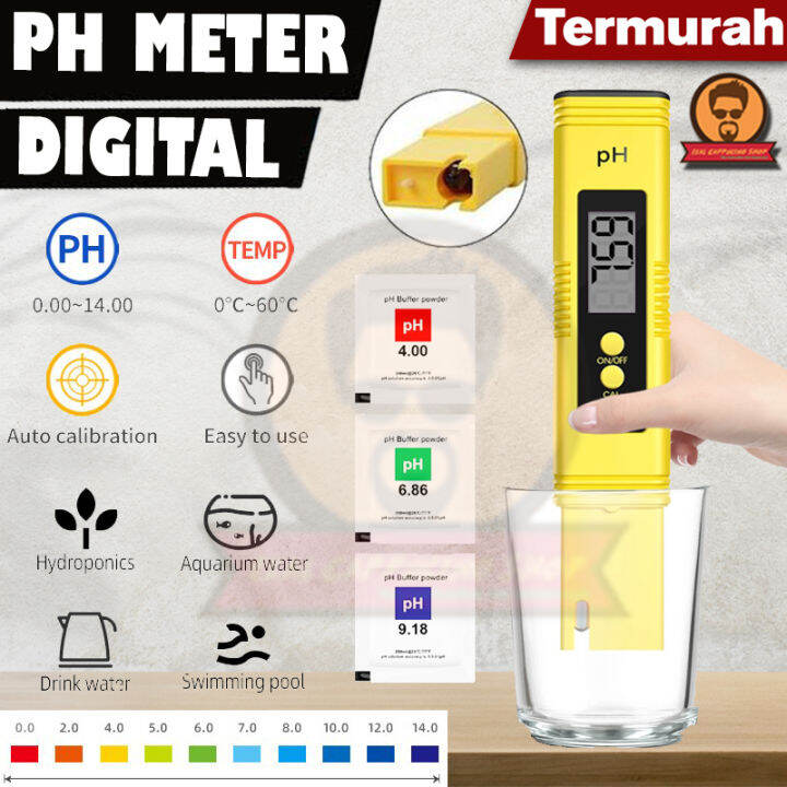 PH Meter Digital Alat Ukut Uji Air Portable Air Minum Aquarium ...