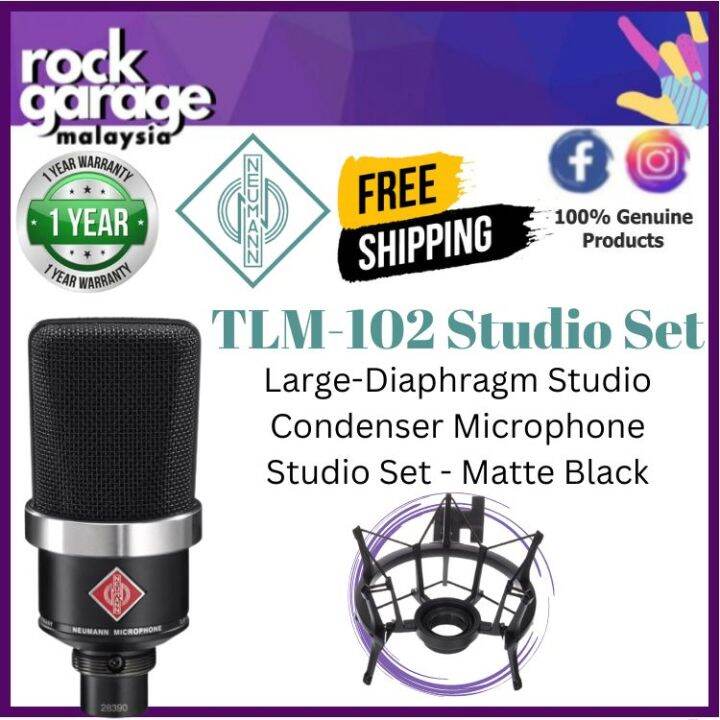 Neumann TLM-102 Large-Diaphragm Studio Condenser Microphone Studio Set - Matte Black / Nickel ...