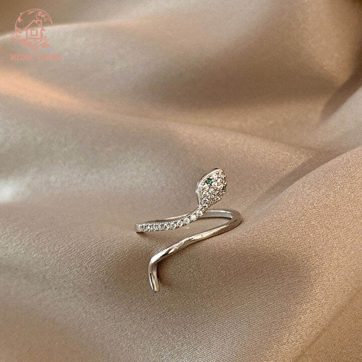 Sanhe แหวนเพทายรูปงูแฟชั่นสำหรับผู้หญิง,แหวนนิ้วชี้เปิดแสดงบุคลิกภาพแบบเรียบง่าย Ins | Lazada.co.th