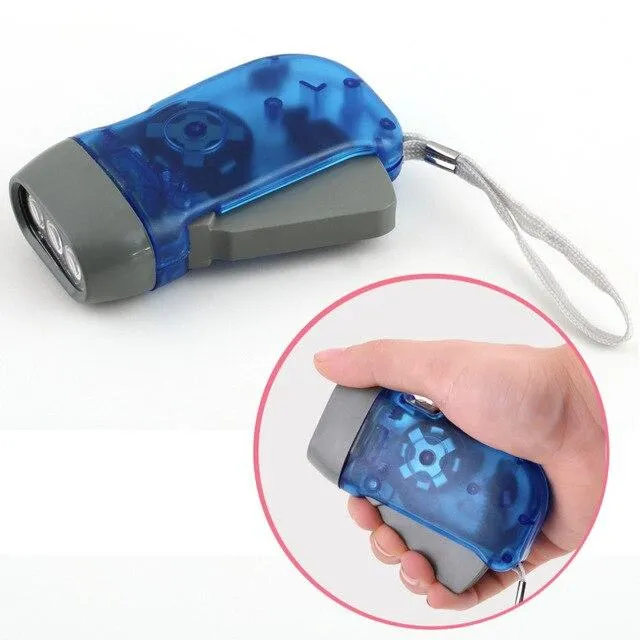 Hand Crank Battery-Free Flashlight Camping Lights 3 LEDs Hand Pressing ...