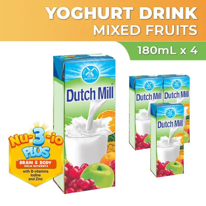 Dutch Mill Yoghurt Drink Mixed Fruits Juice 180ml x 4 | Lazada PH