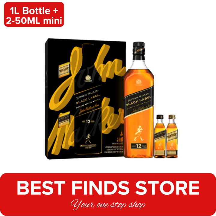 Johnnie Walker Black Label Whisky 1L Festive Edition Gift Set | Black ...