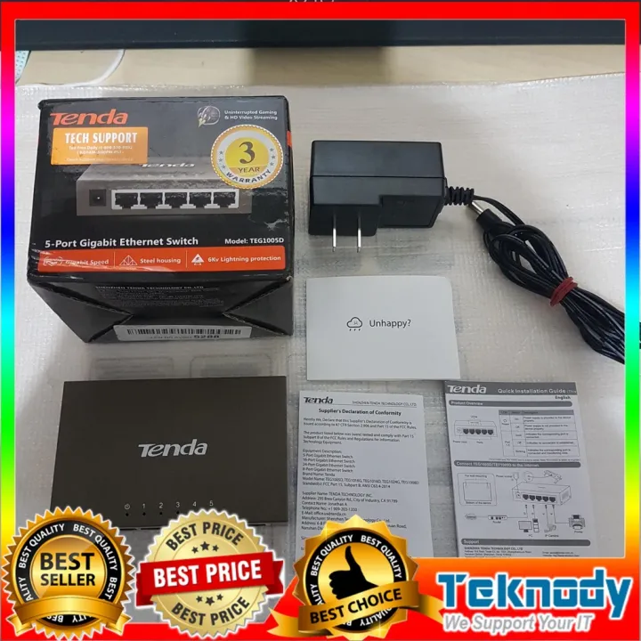 Tenda TEG1005D 5-Port 5 Port Ethernet Gigabit Switch Hub LAN | Lazada ...