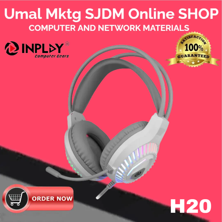 INPLAY H20 Gaming Headset RGB Light Noise Cancellation Wired Headphone With Mic For PC /Laptop ...