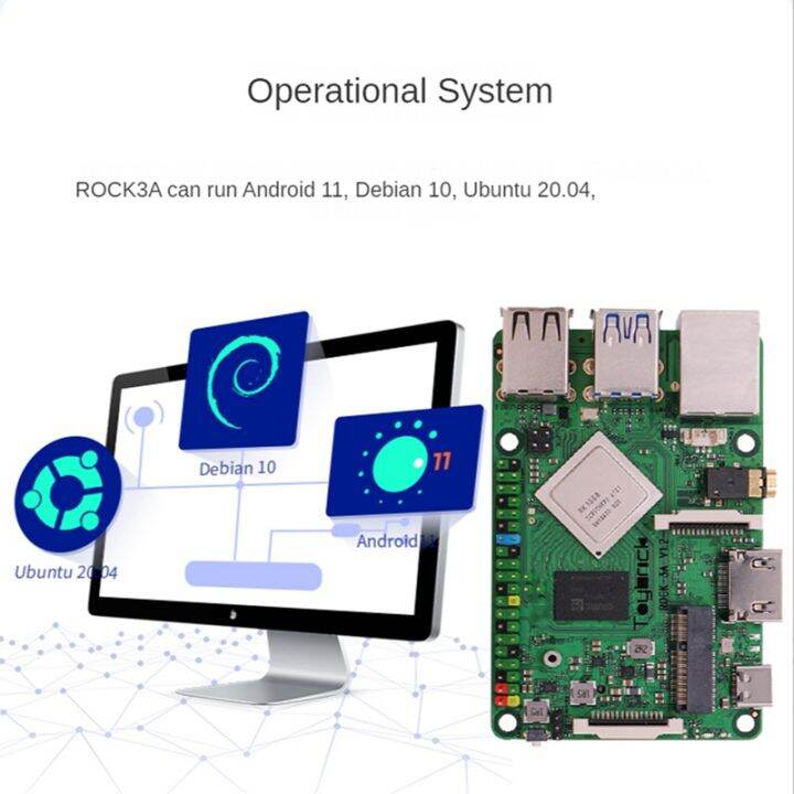 For Rock Pi 3A Rockchip RK3568 Quad Core Cortex-A55 RAM WiFi6+Bluetooth ...