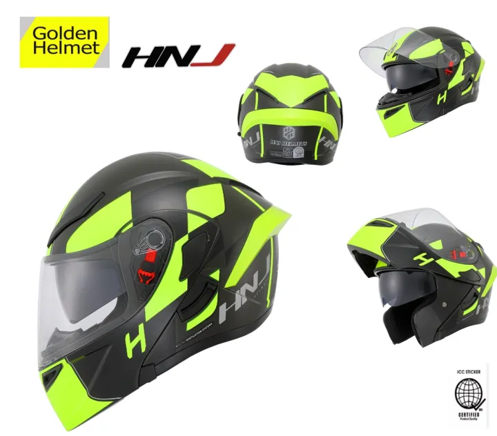 HNJ 852 PLAIN Open face motorcycle helmet Dual Visor Modular motor ...