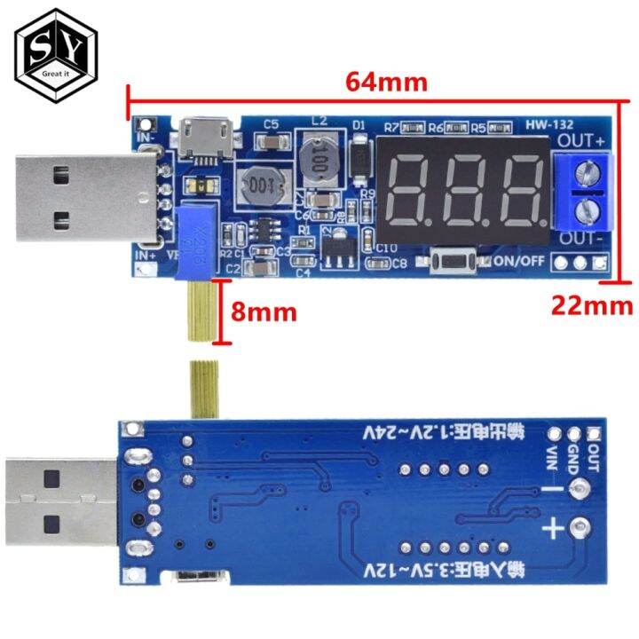 DC-DC 5V to 3.5V / 12V USB Step UP / Down Power Supply Module Adjustable Boost Buck Converter ...