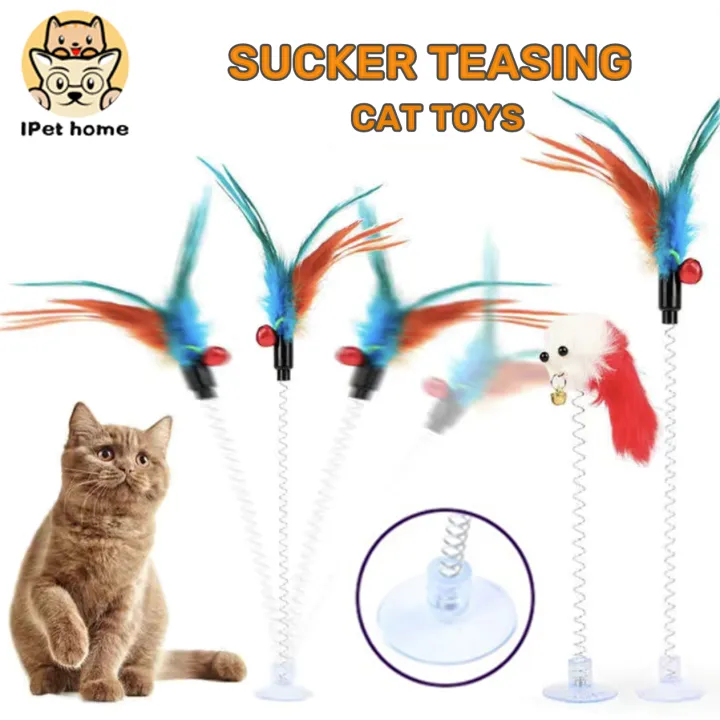 Funny cat stick Fake mouse Feather cat toy Cat spring interactive toy ...