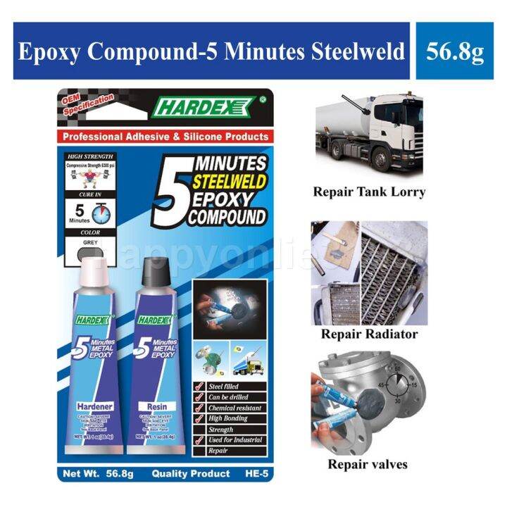 HARDEX 5 Minutes Metalweld Epoxy Compound (56.8g) HE 5 Steelweld | Lazada