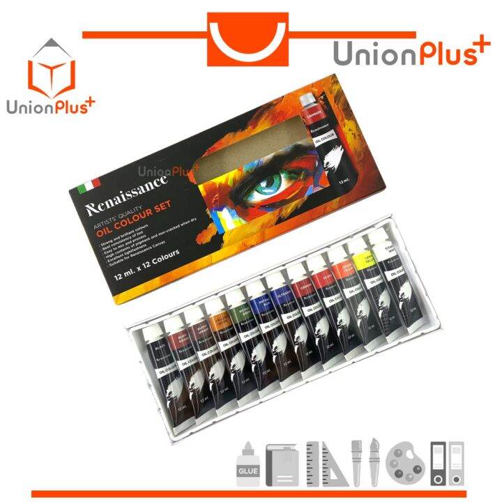 สีน้ำมัน Renaissance 12 สี OIL COLORS Set 12x12ml. สีน้ํามัน สี ...