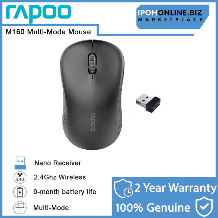 Rapoo M160 Silent Multi Mode Wireless & Bluetooth Mouse Black | Lazada